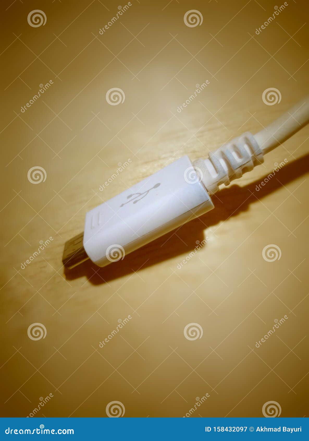 Cabeza De Un Cable USB Blanco Con Un Fondo Borroso Imagen de archivo ...