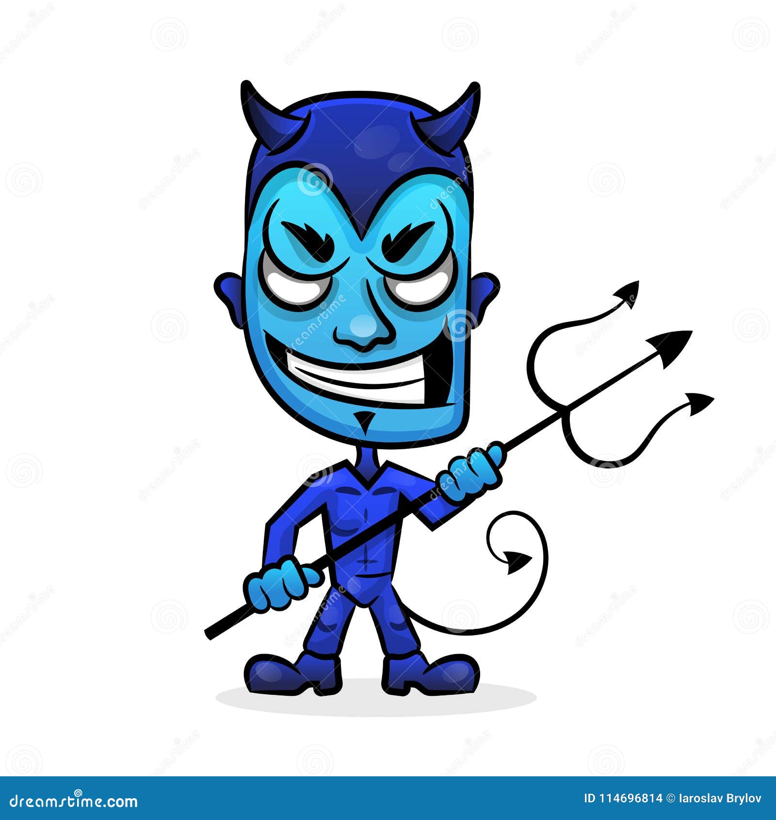 Cabeza del diablo azul ilustración del vector. Ilustración de brillante ...