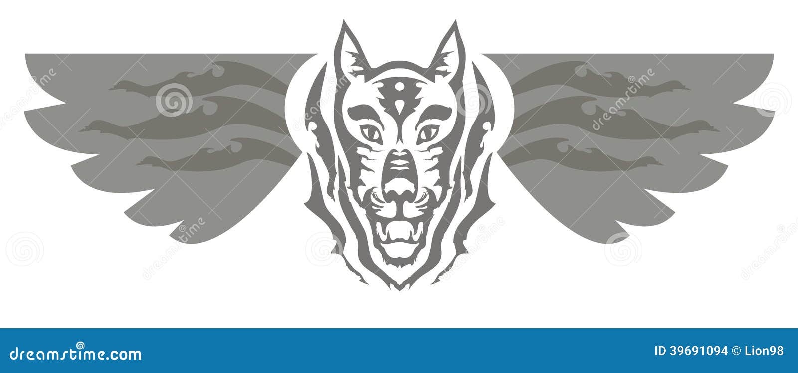 Cabeza Del Lobo Con Las Alas Ilustración del Vector - Ilustración de ...