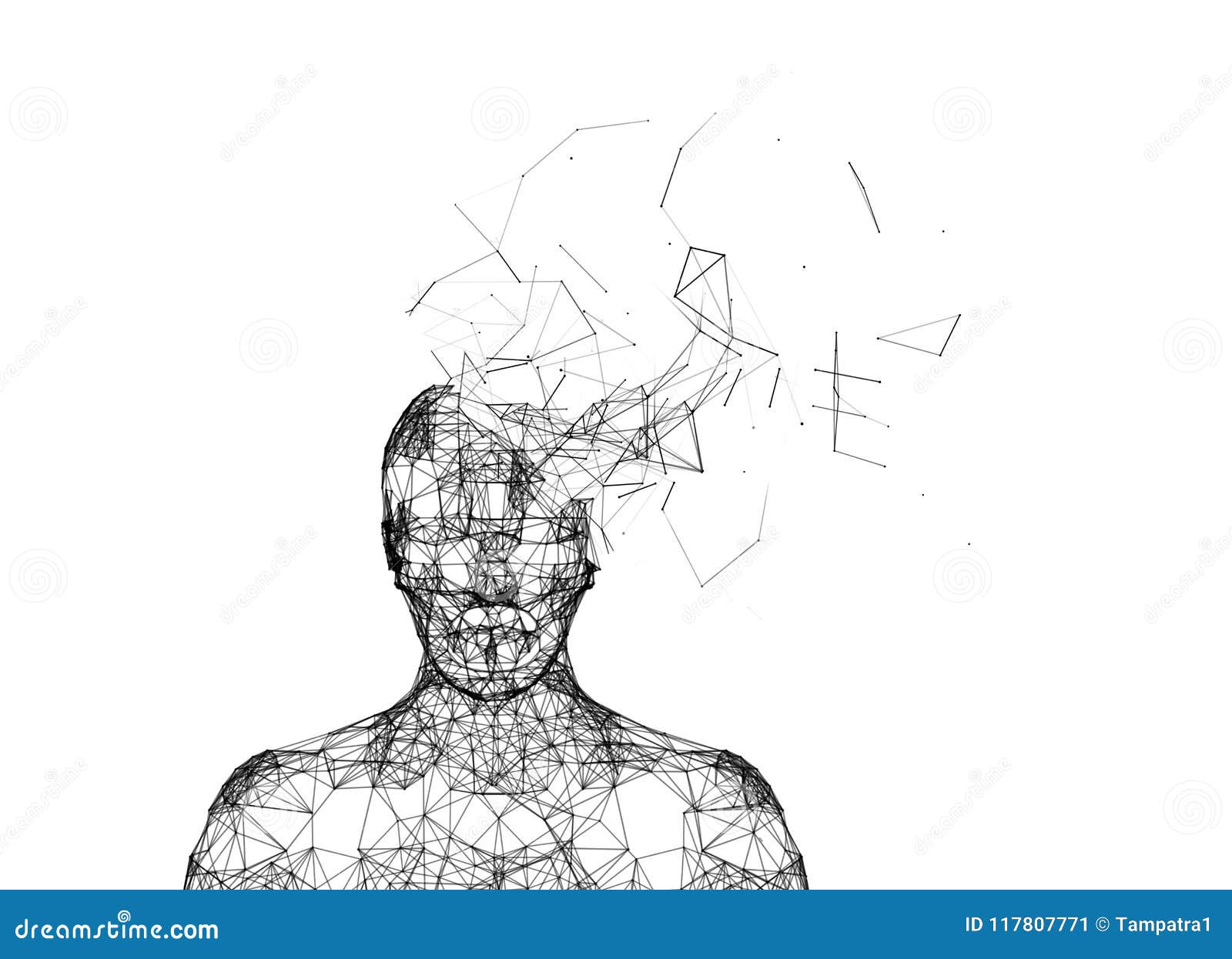 Cabeza Humana Rota Aislada En Blanco Inteligencia Artificial Stock de ...