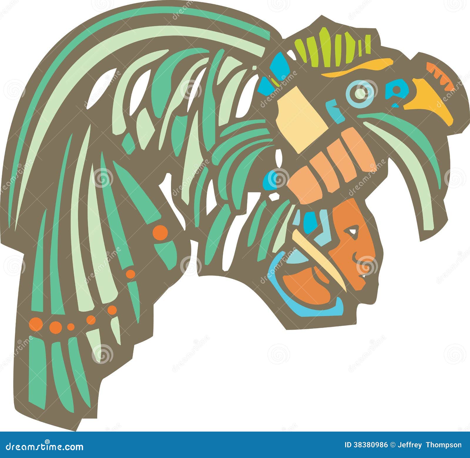 Cabeza maya del guerrero ilustración del vector. Ilustración de mural ...