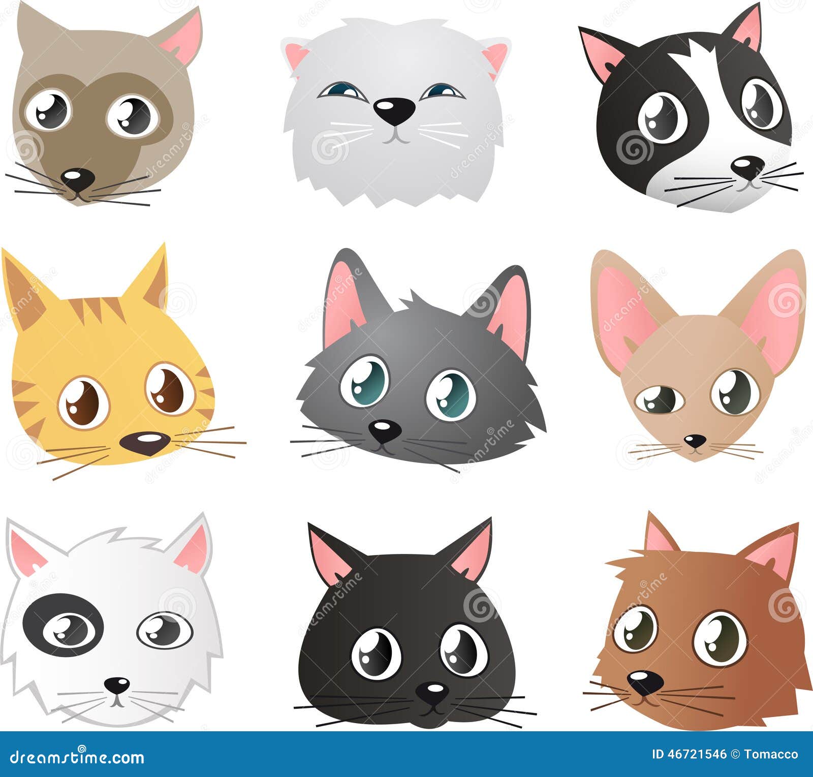 Cabezas del gato stock de ilustración. Ilustración de animal - 46721546