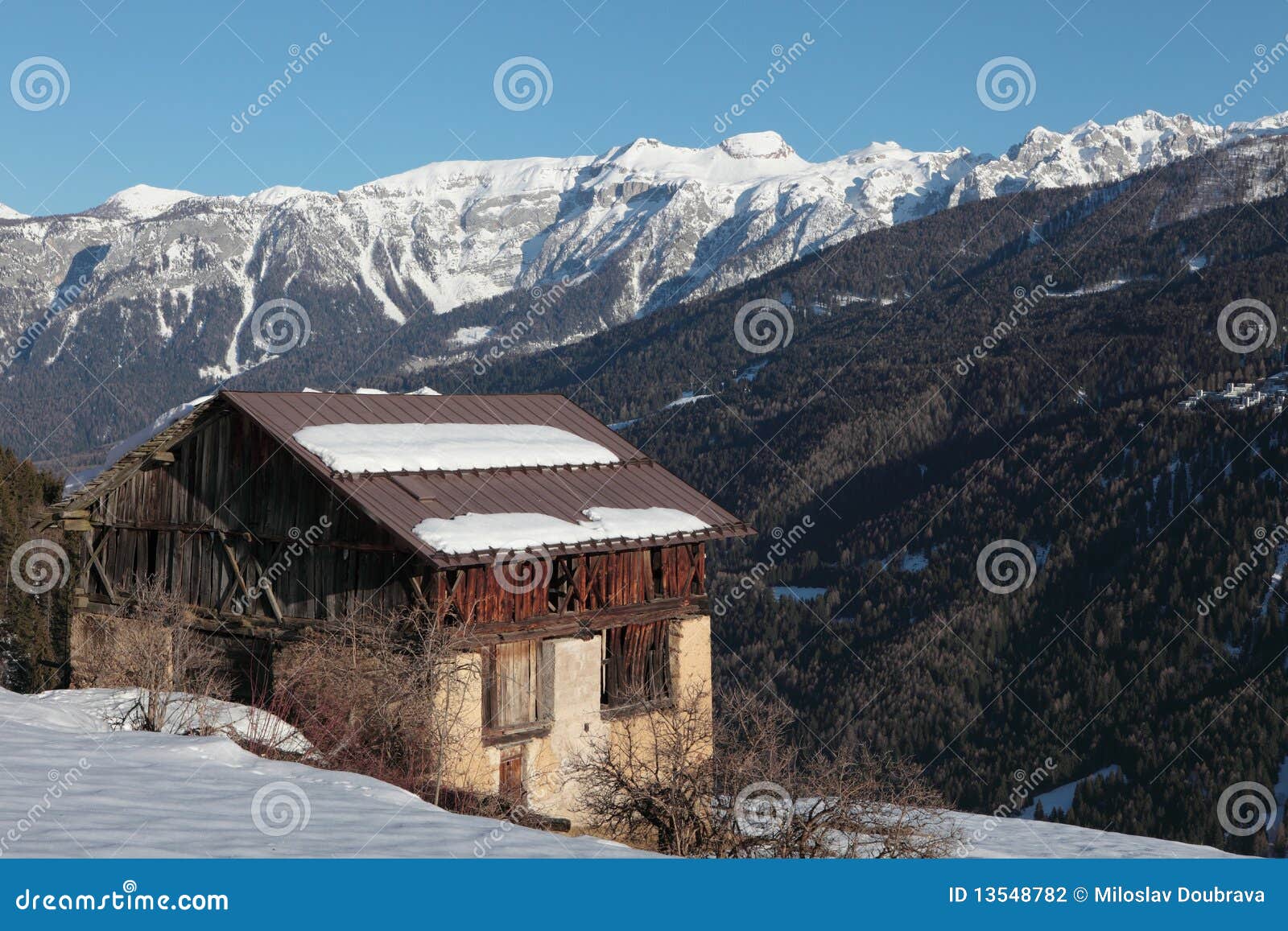 Cabin in the Alps, Trentino Stock Photo - Image of snow, mountains ...