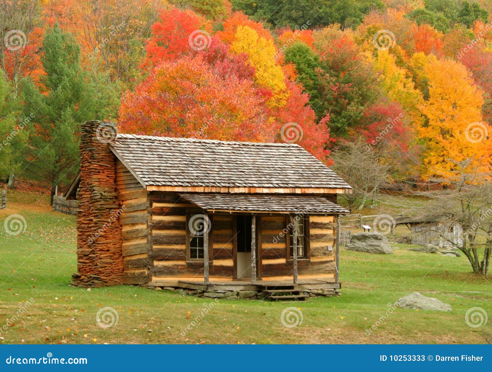 Cabin in Autumn stock image. Image of door, october, home - 10253333