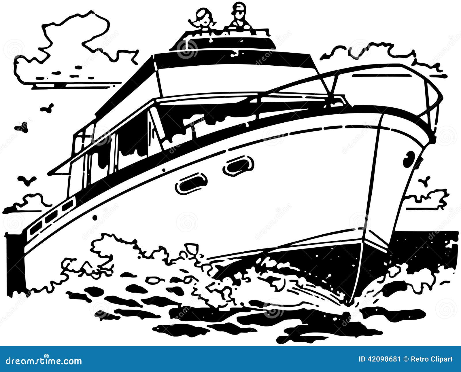 Cabin Cruiser stock vector. Illustration of retro, speedboats - 42098681