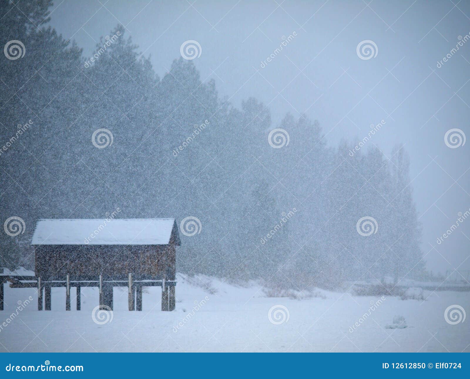 Cabin Isolated in Heavy Snow Stock Photo - Image of countryside, frosty ...