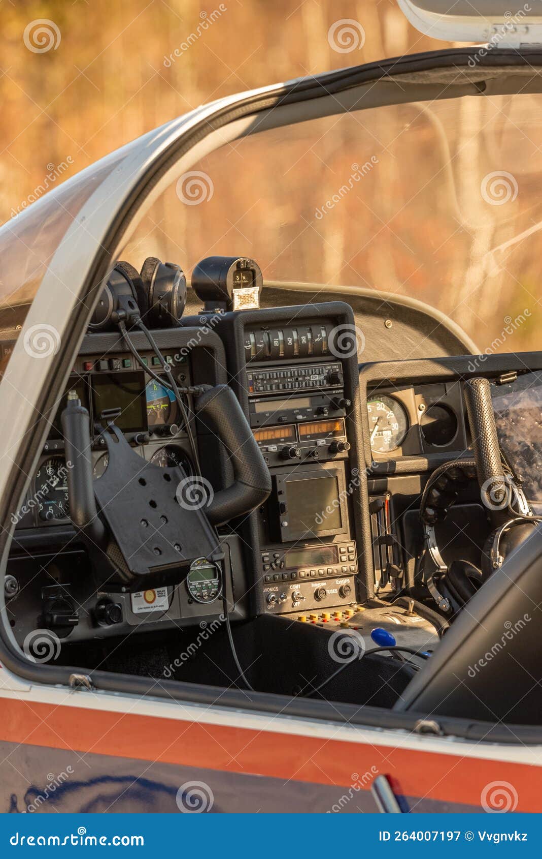 Cabin of a Light-engine Aircraft from the Interior Stock Image - Image ...