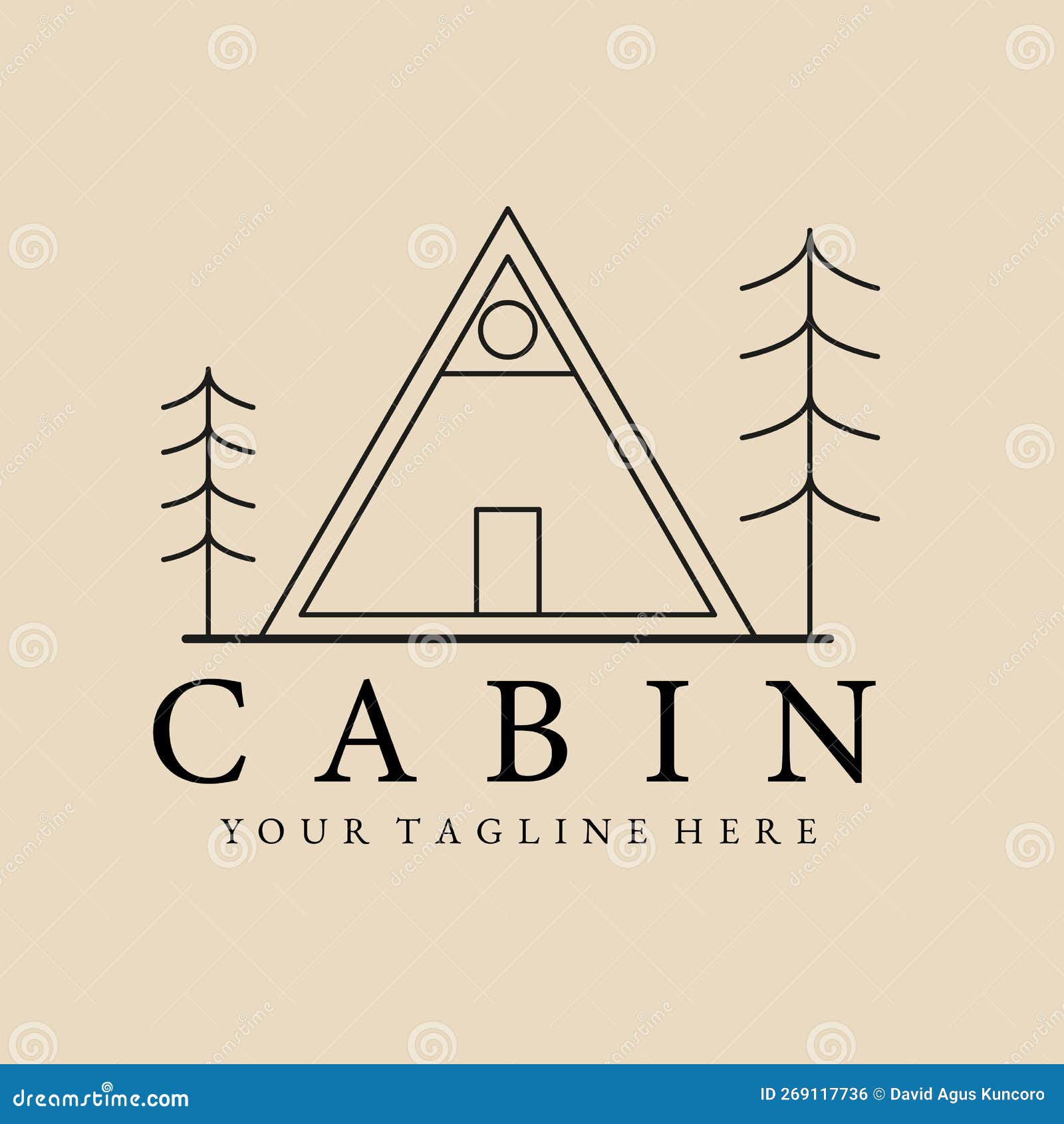 Cabin Line Art Logo, Icon and Symbol, Illustration Design Stock Vector ...