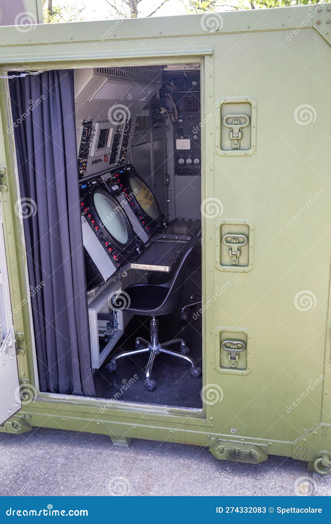 Cabin of the mobile radar stock image. Image of information - 274332083