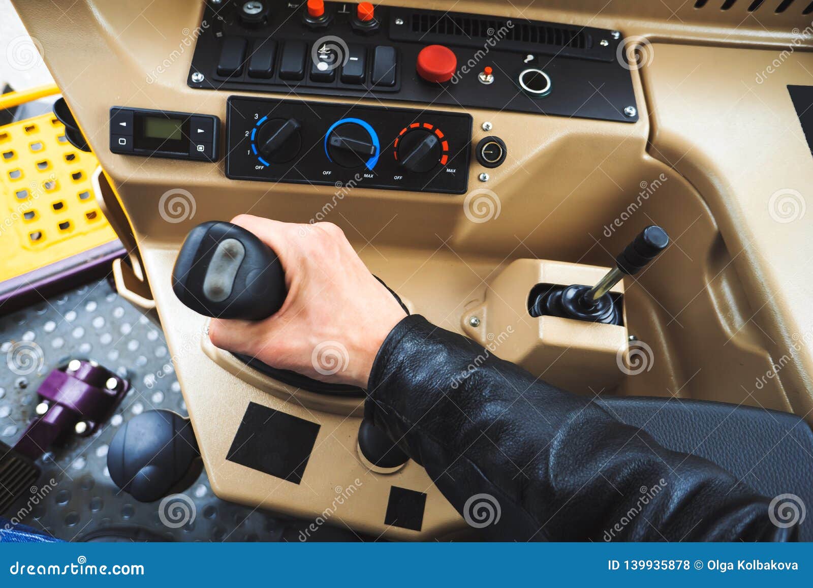 Cabin of the new excavator stock photo. Image of door - 139935878