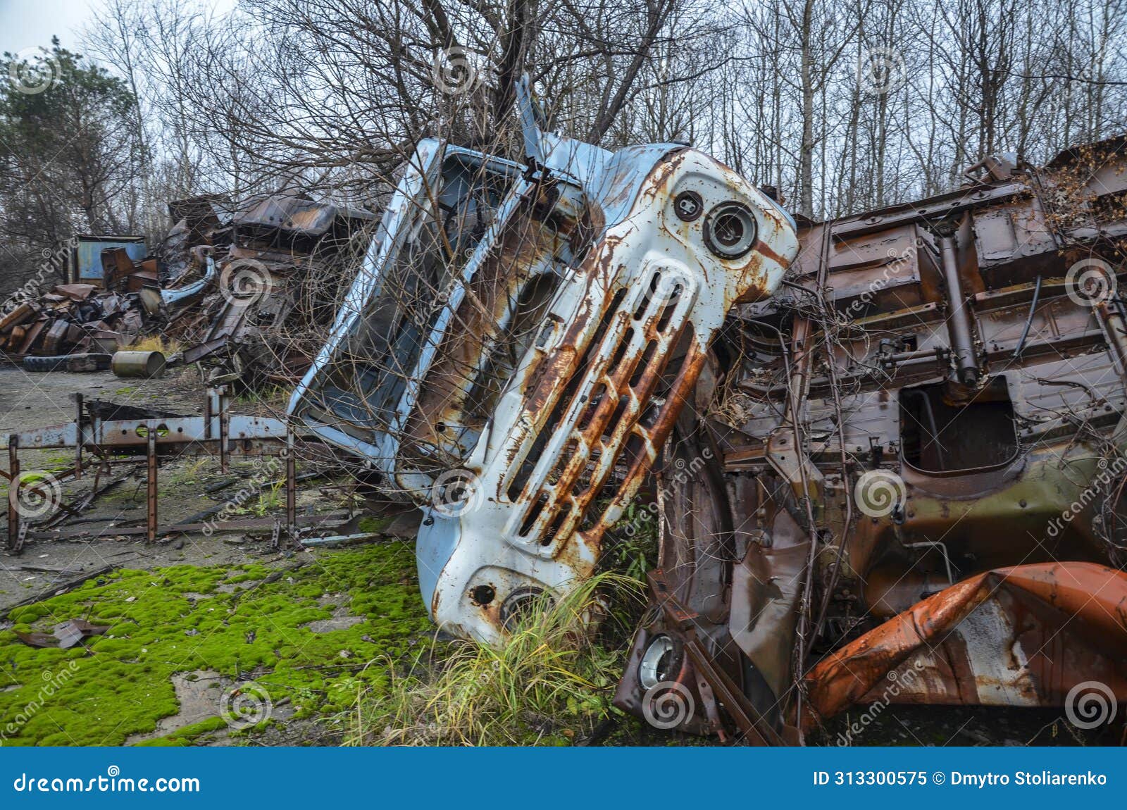 The Cabin of an Old Abandoned and Rusty Soviet Truck at the Scrap Yard ...