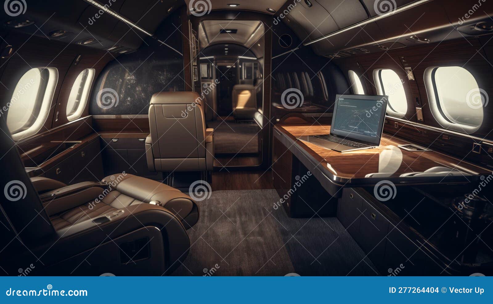 Cabin of a Private Jet or an Airplanes Business Class. Generative AI ...
