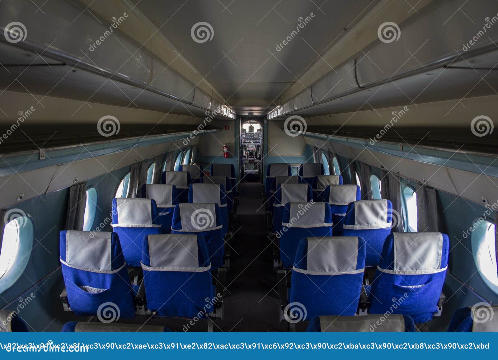 The Cabin of a Small Passenger Old Plane Stock Photo - Image of liner ...
