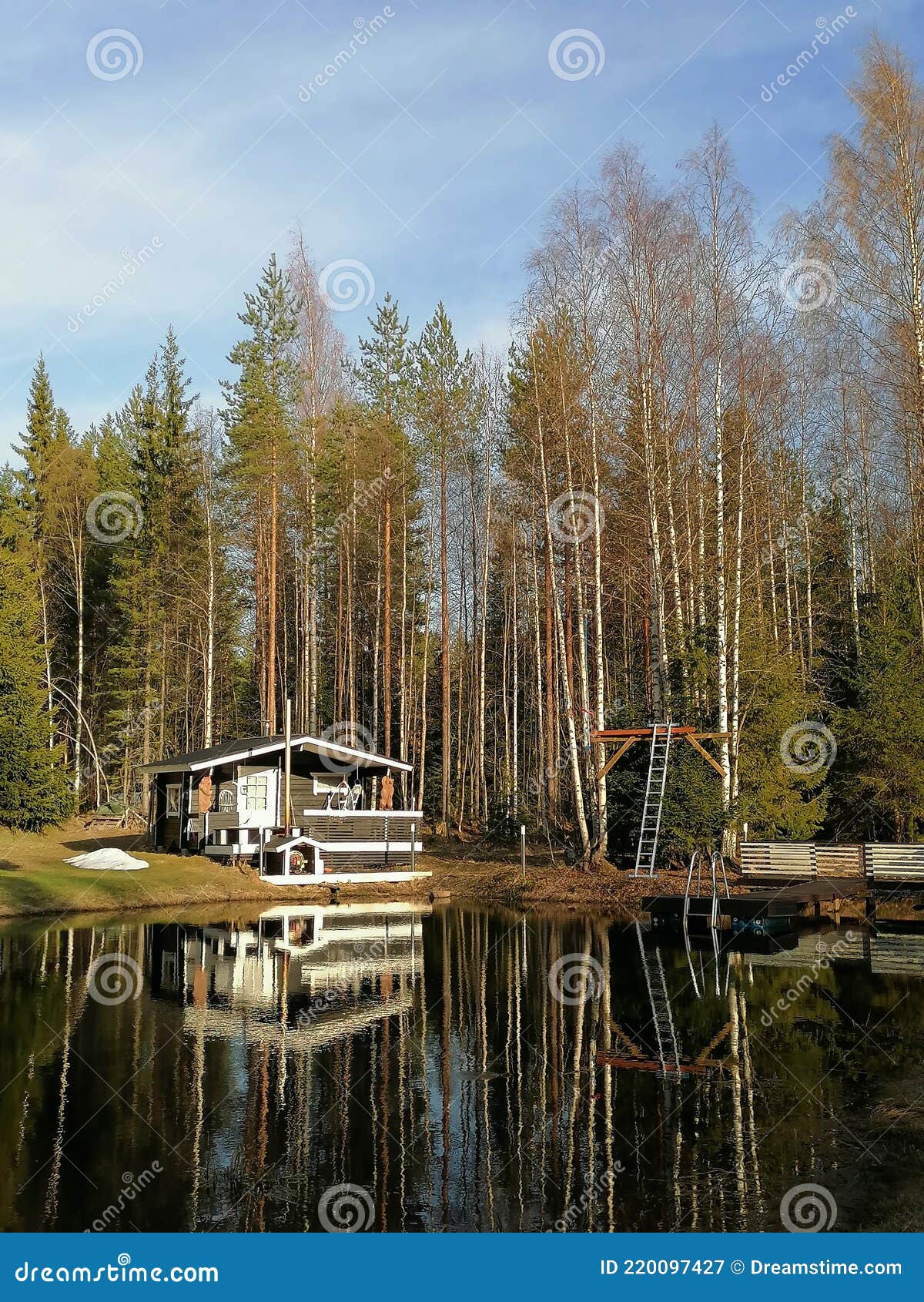 A cabin during spring stock image. Image of spring, cabin - 220097427