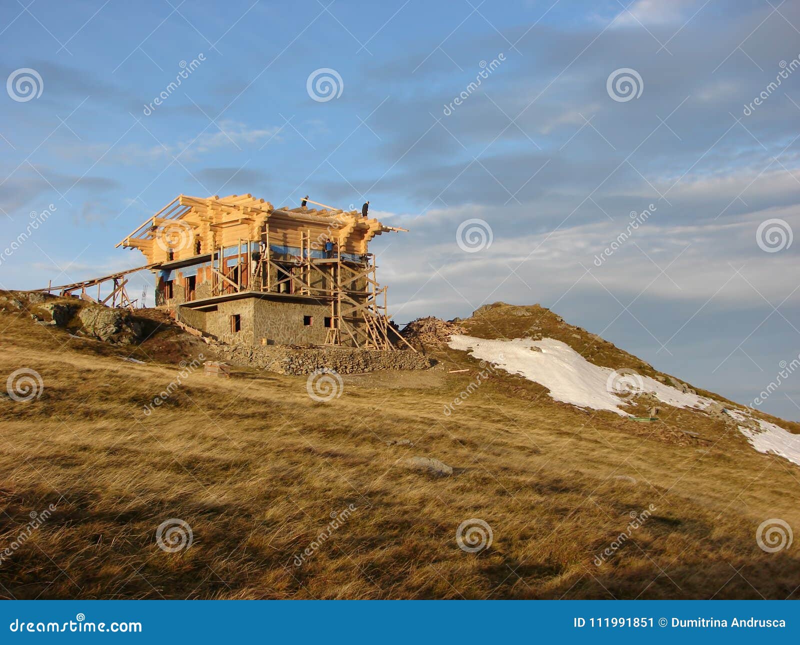 Cabin under construction stock image. Image of work - 111991851