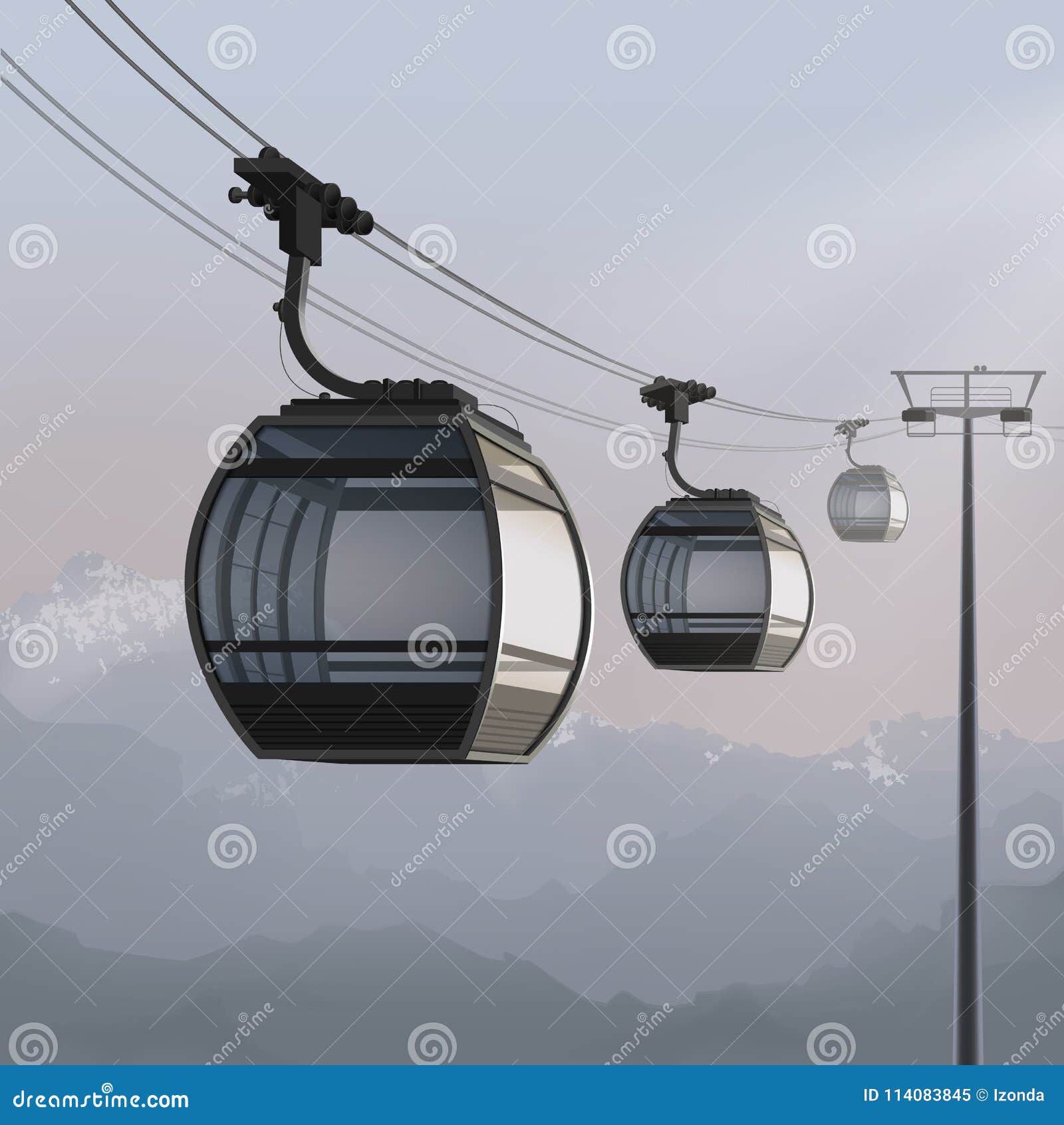 Cabina di funivia aerea illustrazione vettoriale. Illustrazione di aria ...