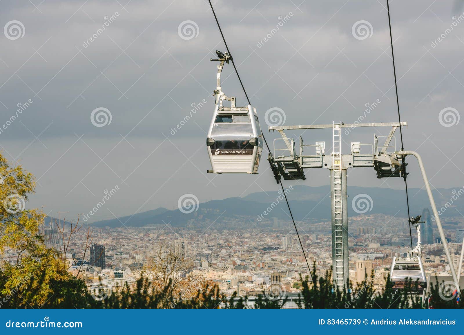 Cabina Di Funivia Del Ropeway a Barcellona Immagine Stock Editoriale ...