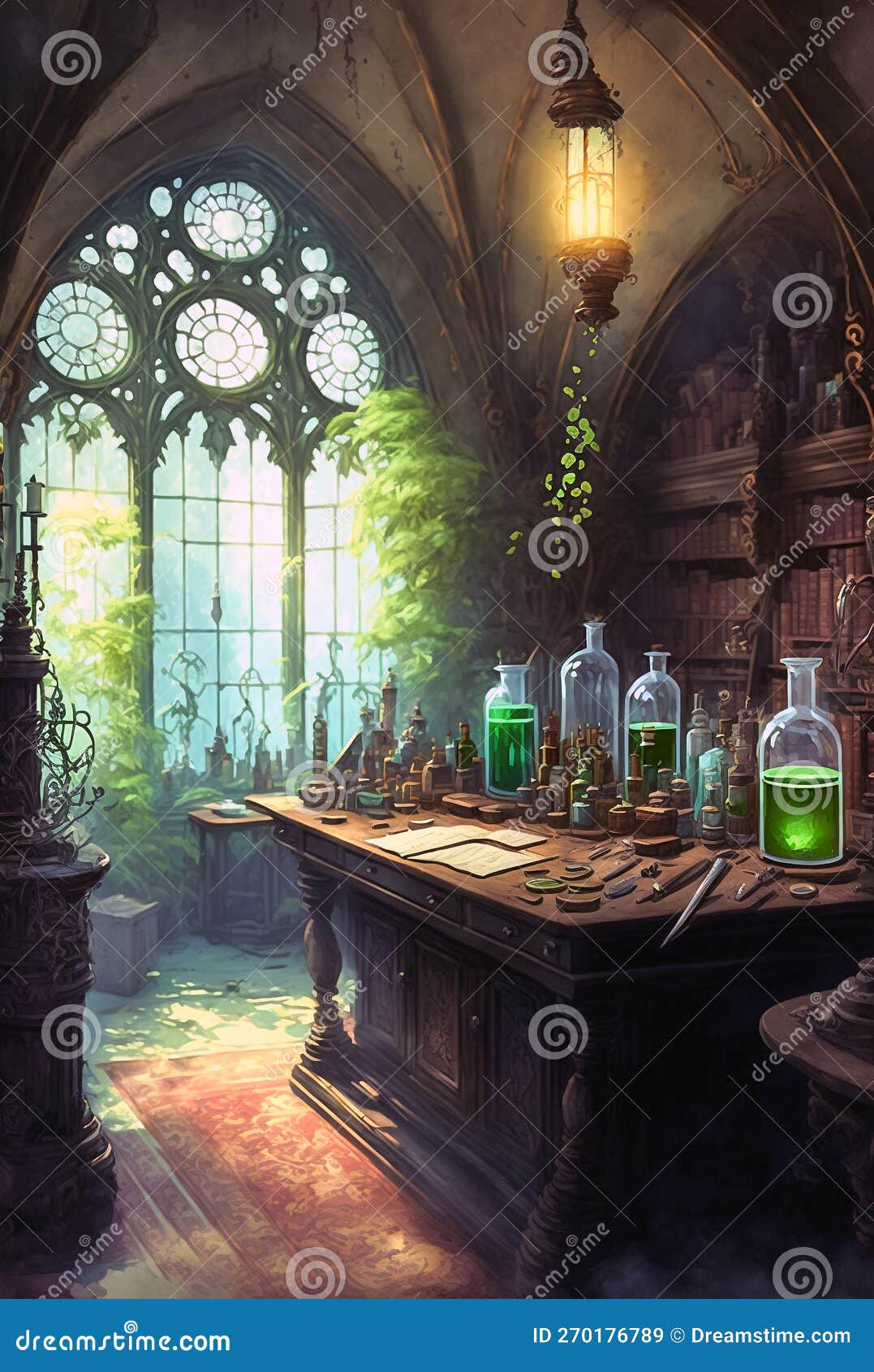 Cabinet of Alchemist, Interior of Laboratory, Medieval Scientist Stock ...