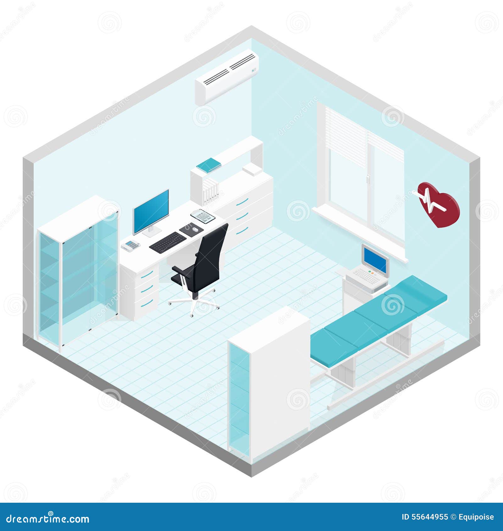 Cabinet Cardiologist Isometric Room Set Stock Vector - Illustration of ...