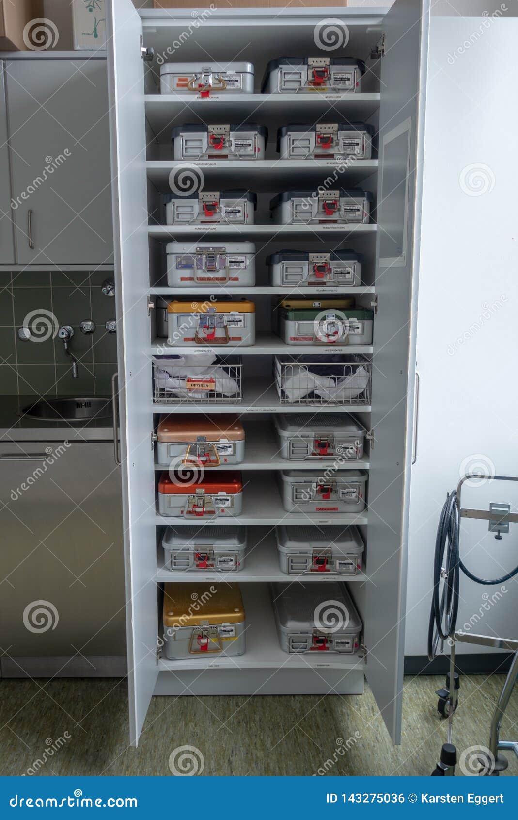 Cabinet Full of Surgical Instruments Container Stock Photo - Image of ...