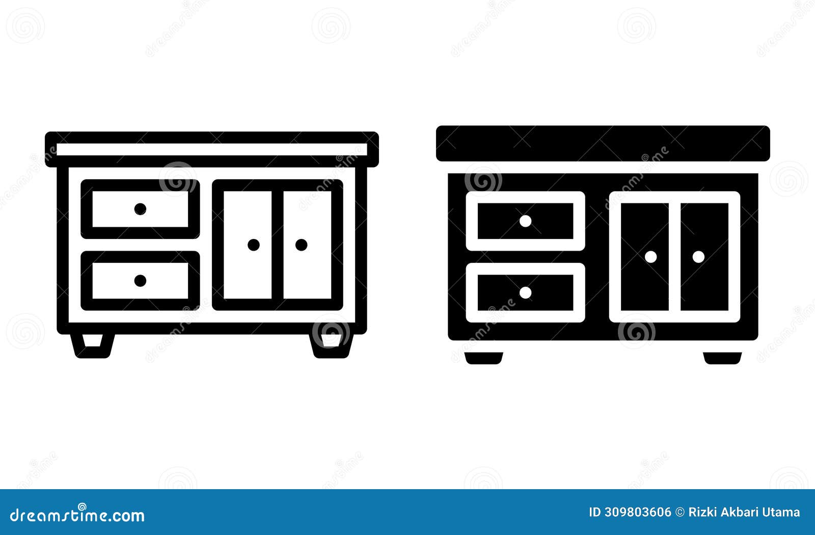 Cabinet Icon with Outline and Glyph Style. Stock Vector - Illustration ...