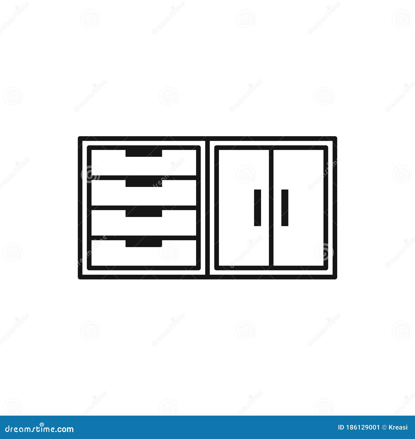 Cabinet Icon Flat Vector Illustration Stock Vector - Illustration of ...