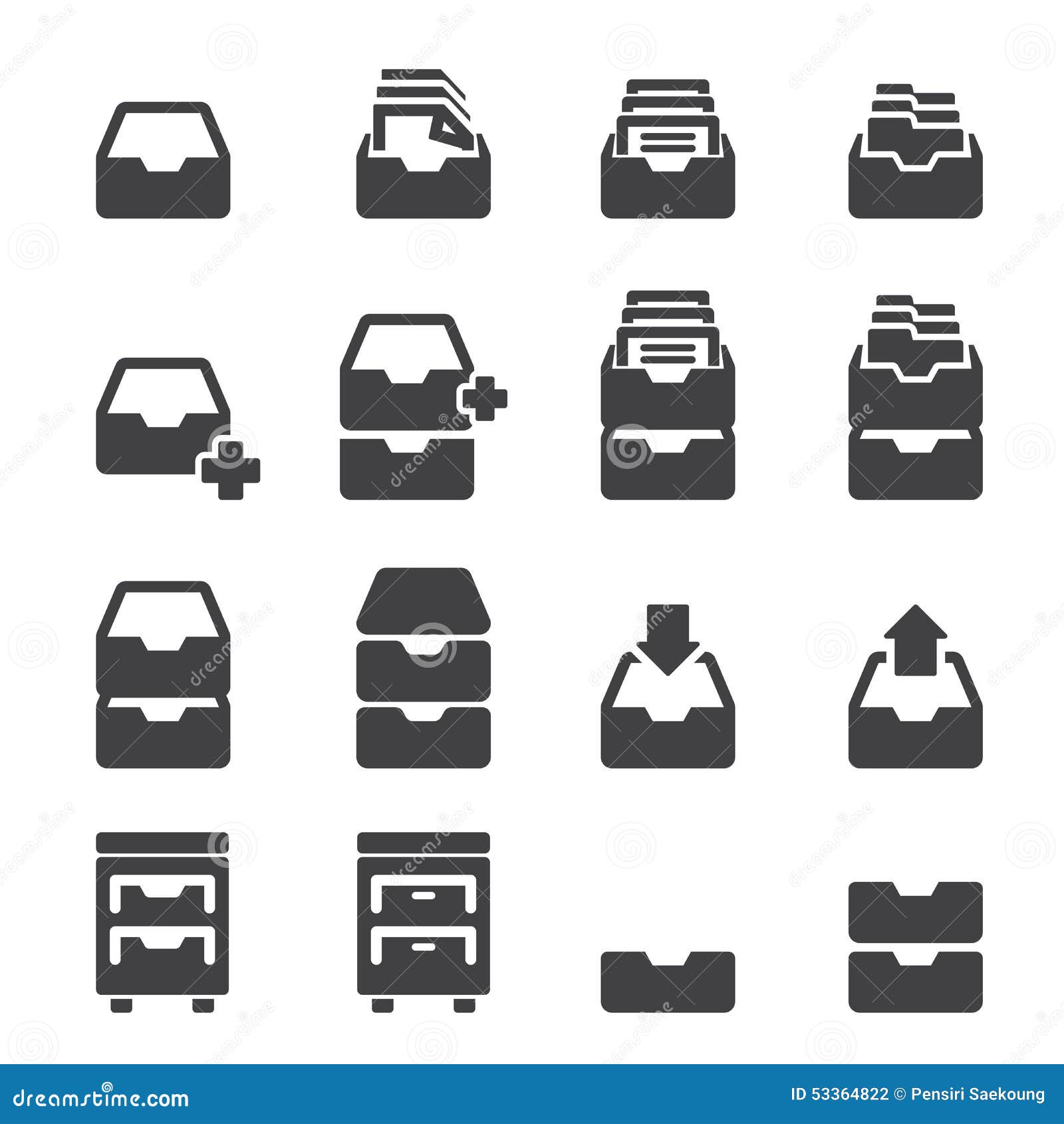 Cabinet icon set stock vector. Illustration of design - 53364822