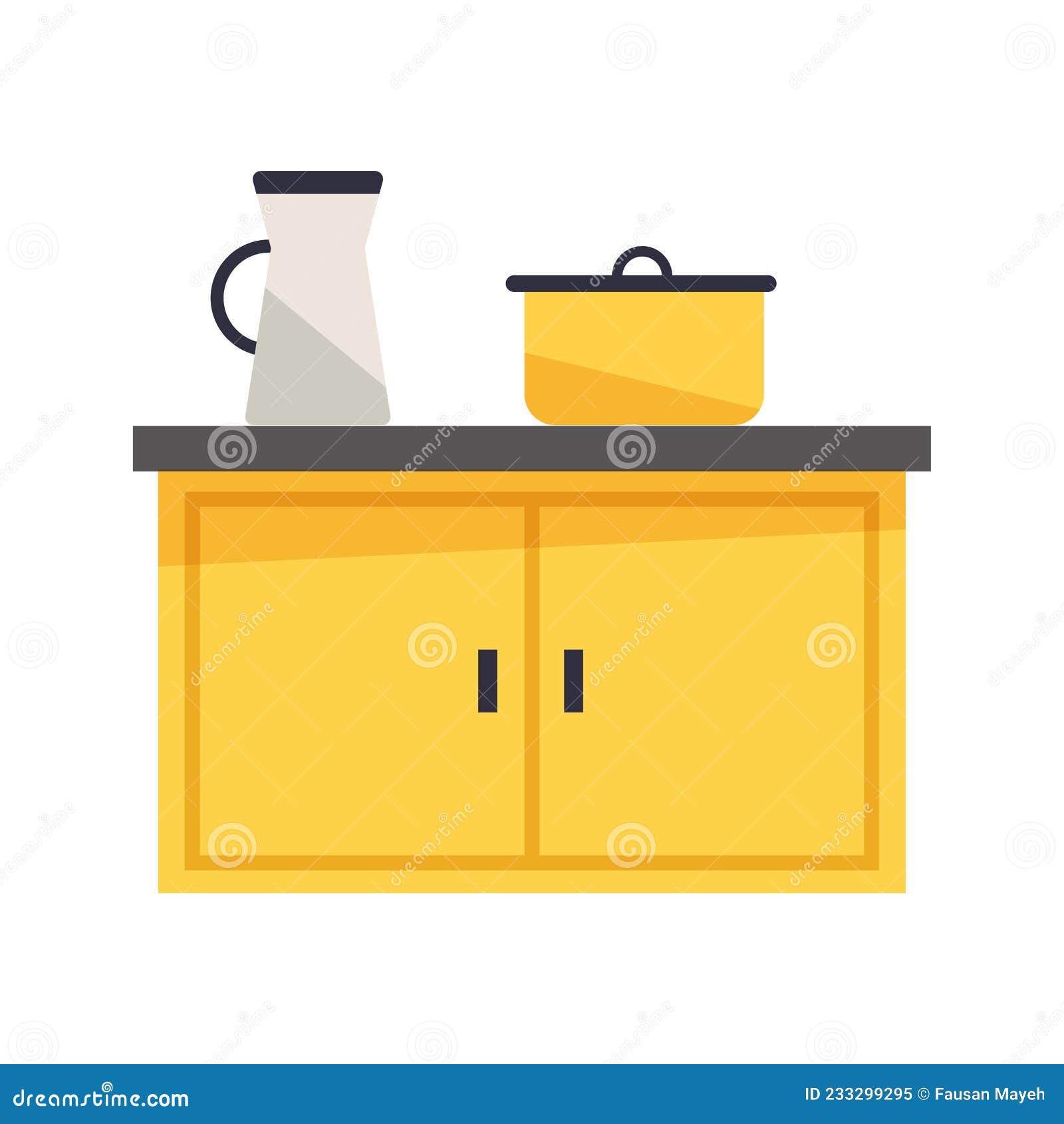 Cabinet Kitchen Interior Design Vector Illustration Stock Vector ...