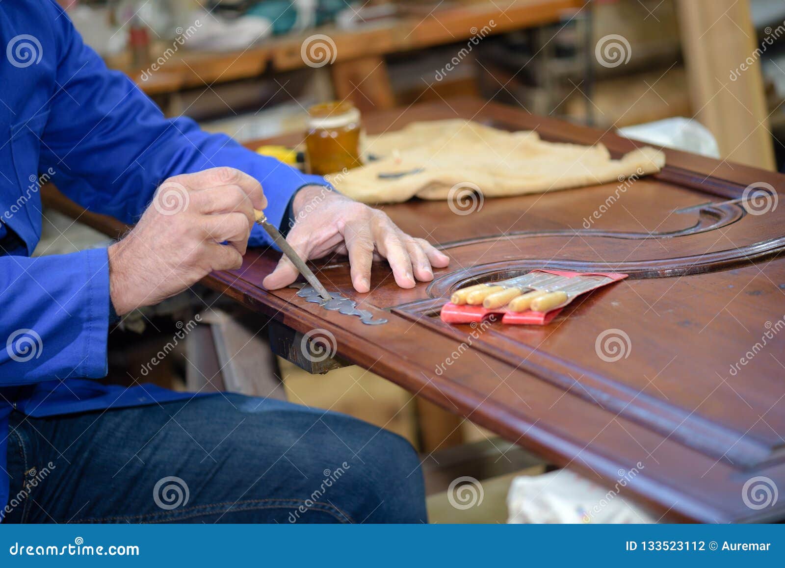 Cabinet maker at work stock photo. Image of work, craftsmanship - 133523112