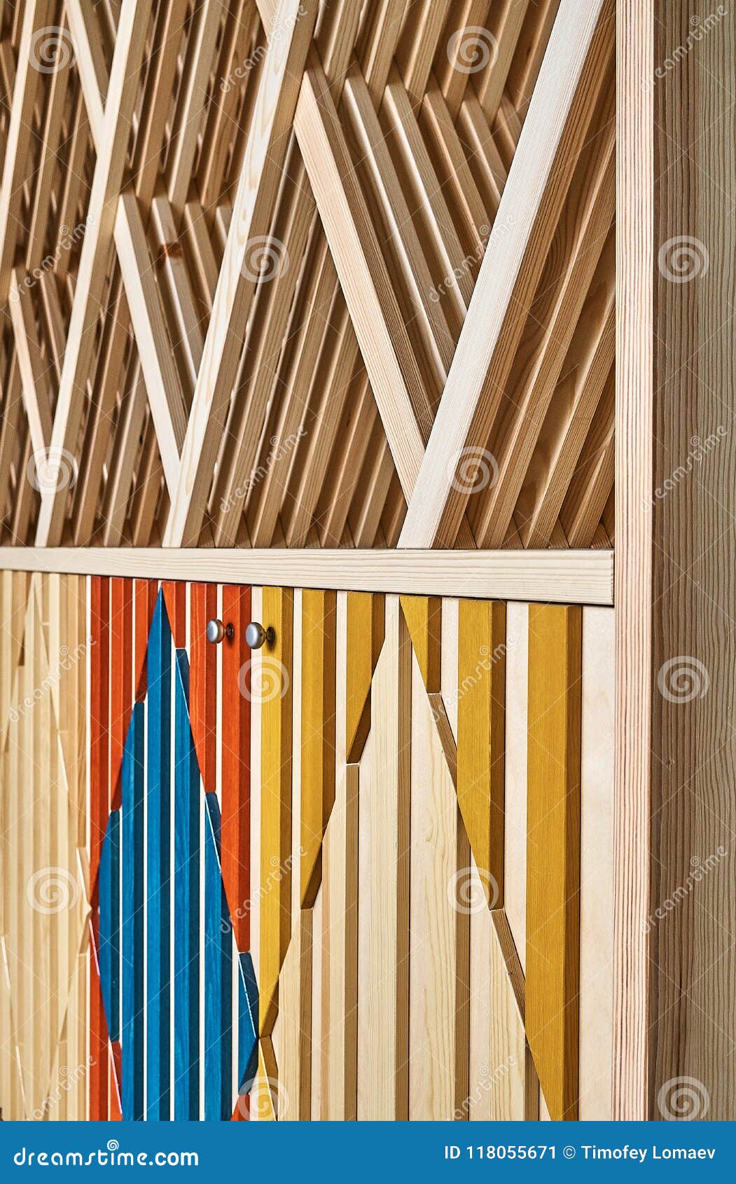 Cabinet with Multi-colored Fronts and Shelves Stock Image - Image of ...