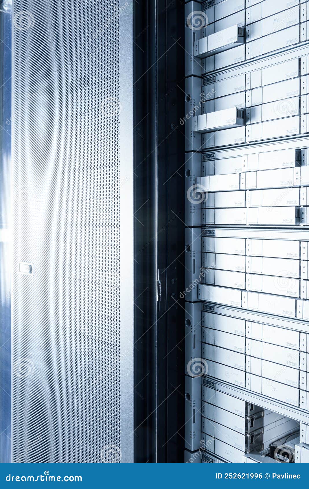 Cabinet with Sas Hard Drives in Data Center with Light Rays Stock Photo ...