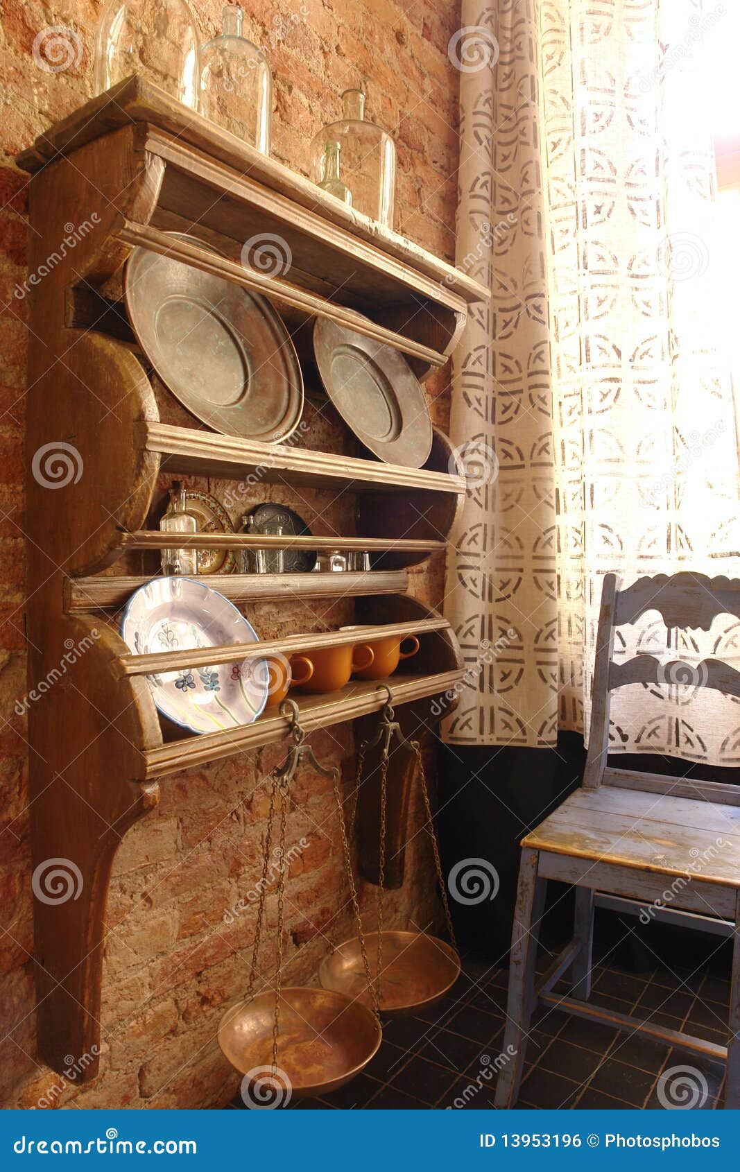 Cabinet for Tableware in Kitchen Stock Photo - Image of cover ...