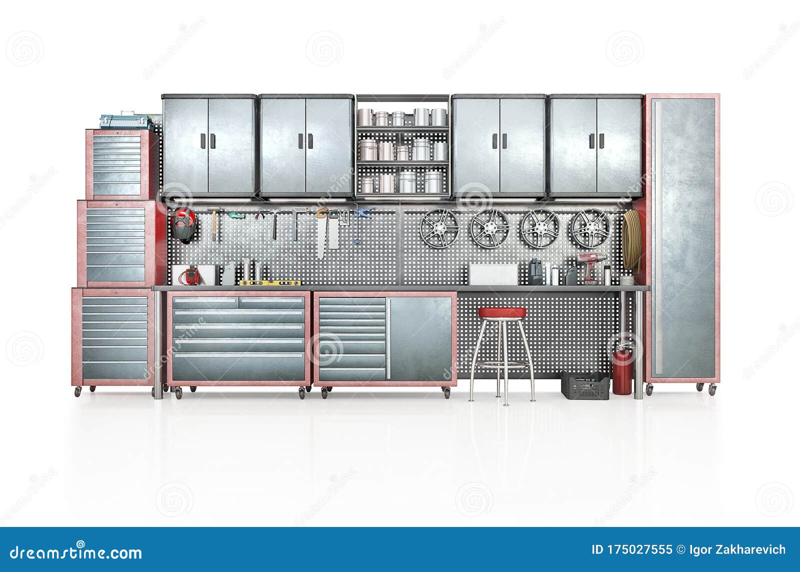 Cabinets with Garage Tools. Stock Illustration - Illustration of design ...