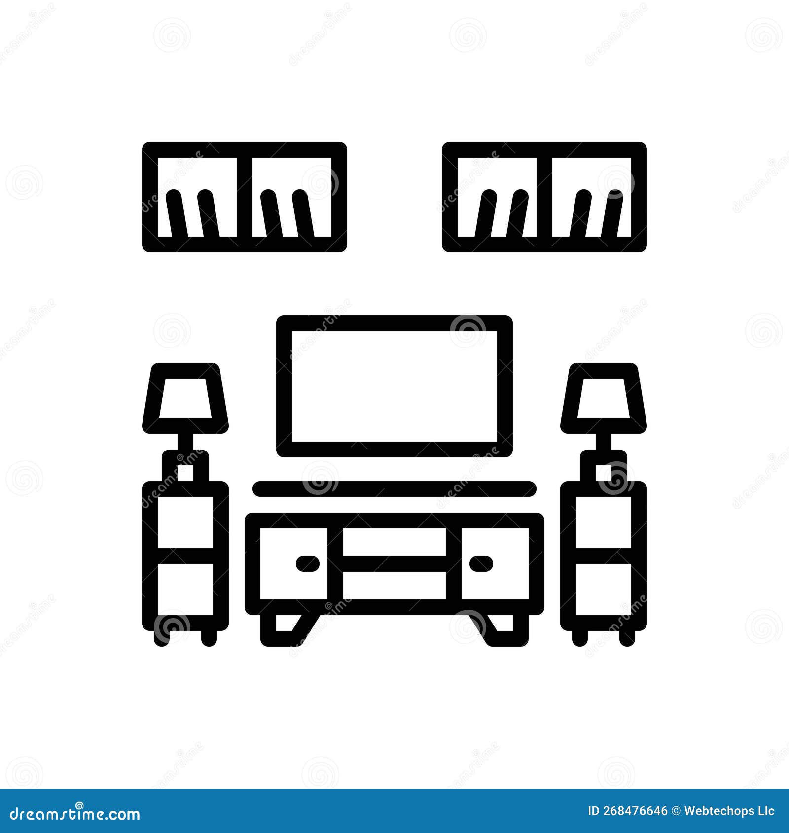 Black Line Icon for Cabinets, Cupboard and Different Rack Stock ...