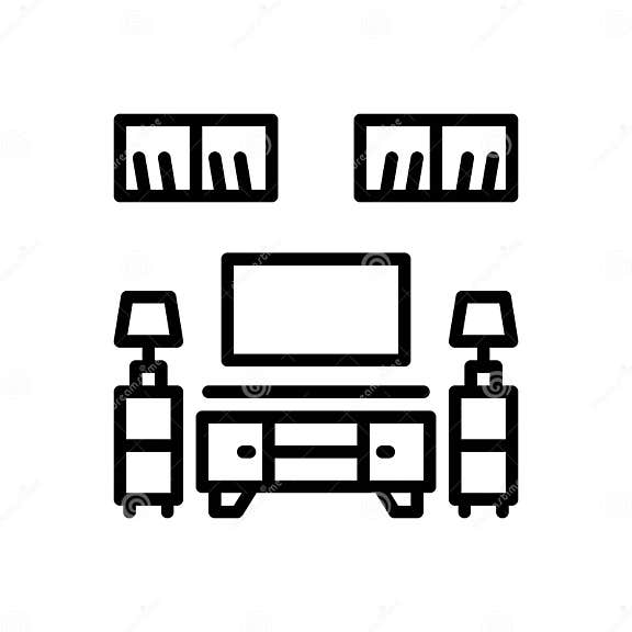 Black Line Icon for Cabinets, Cupboard and Different Rack Stock ...