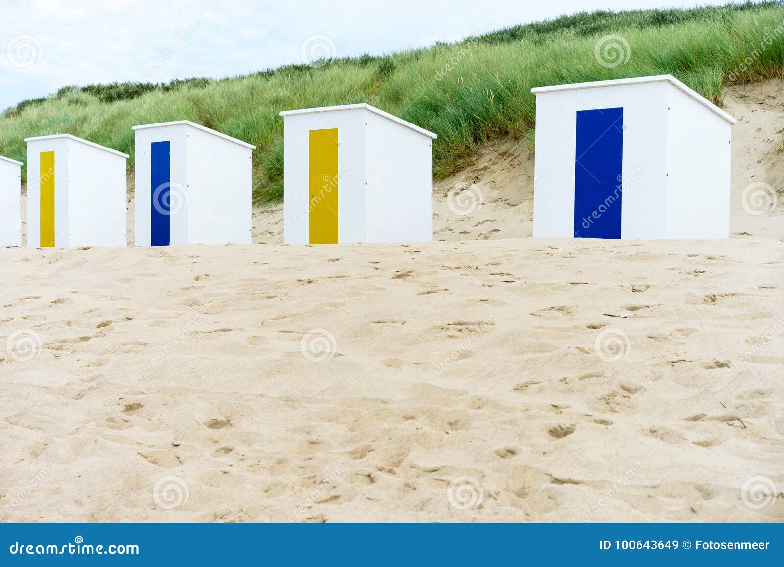 Cabins on a beach stock image. Image of dunes, coastline - 100643649