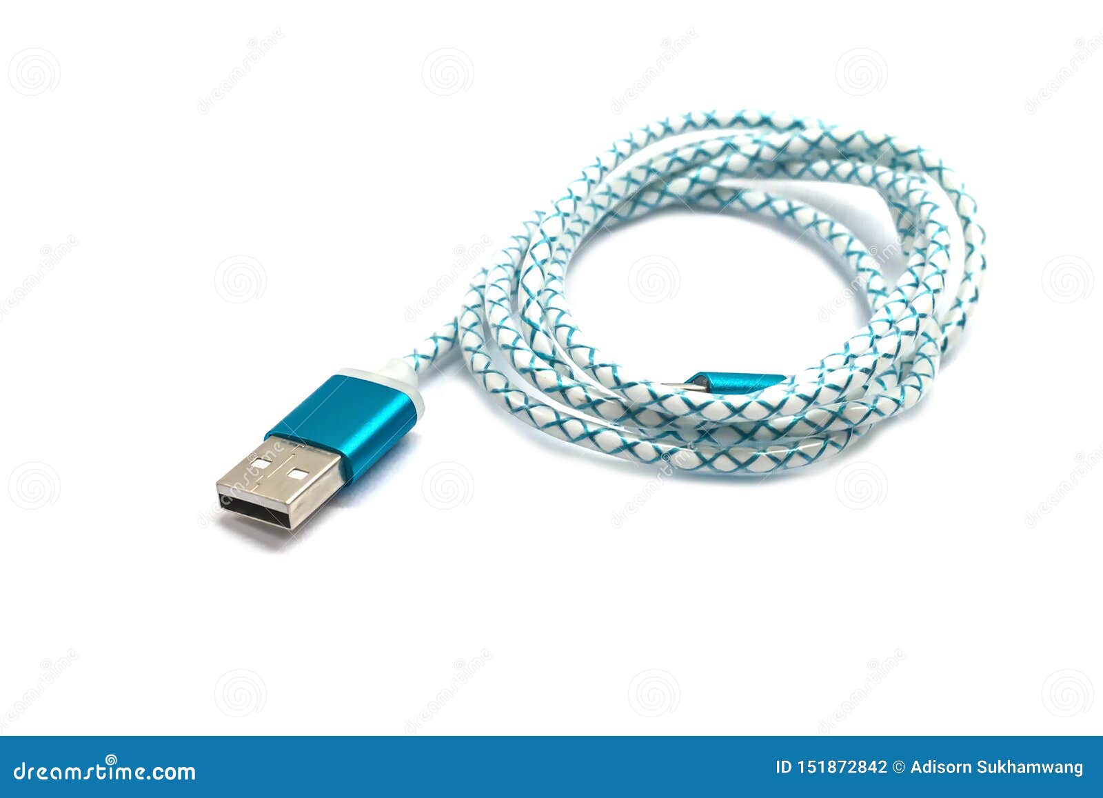 Cable Azul Del Usb En El Fondo Blanco Foto de archivo - Imagen de cable ...