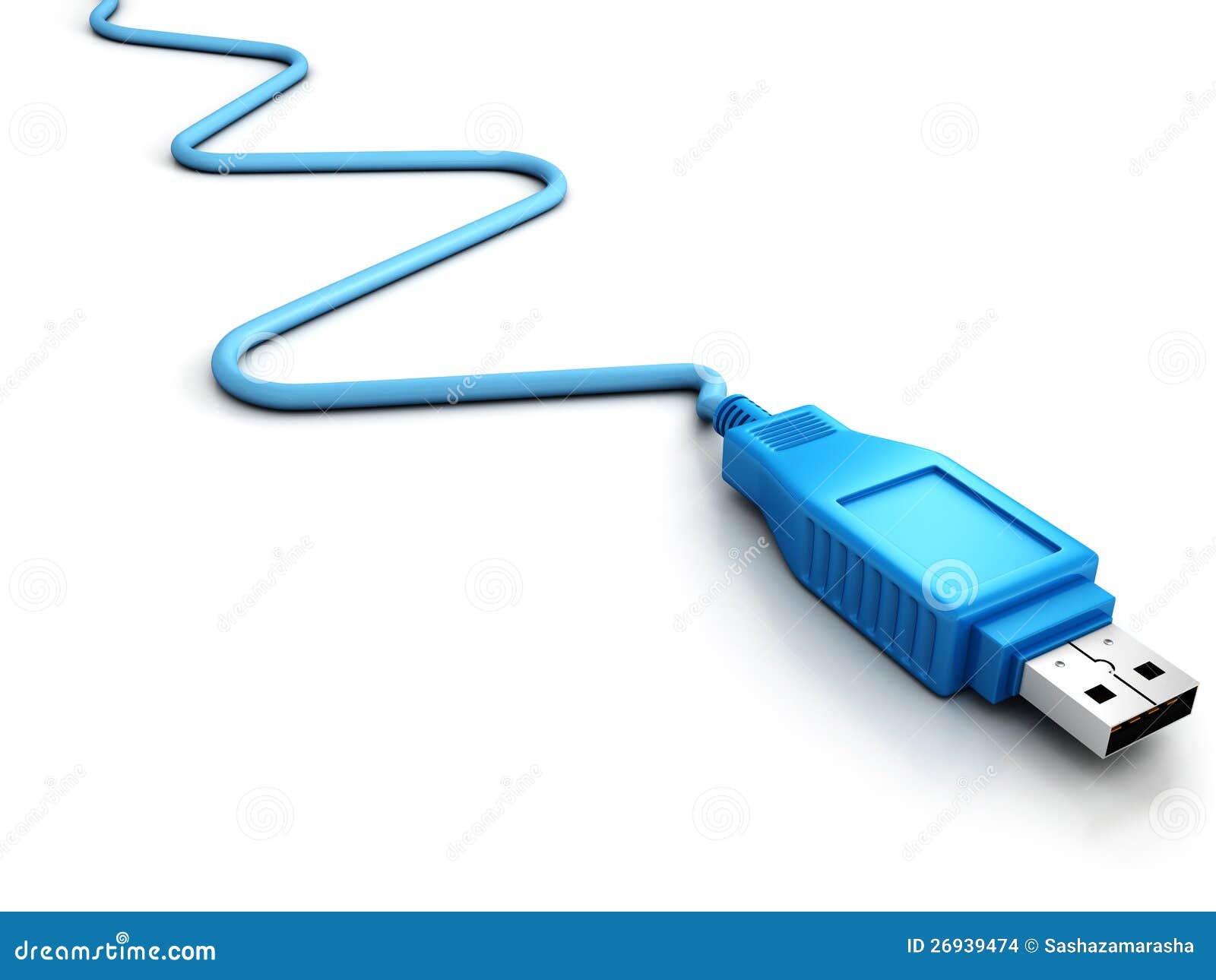Cable Azul Del Usb En El Fondo Blanco Stock de ilustración ...