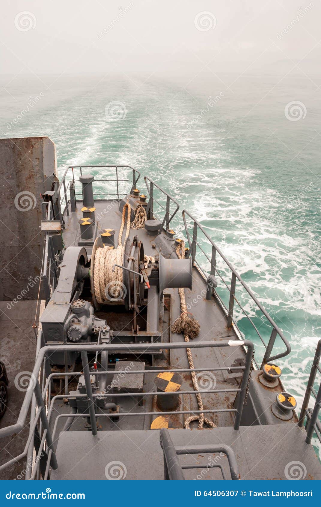 Cable on the Blue Deck of Ship Stock Image - Image of horizon, cruise ...