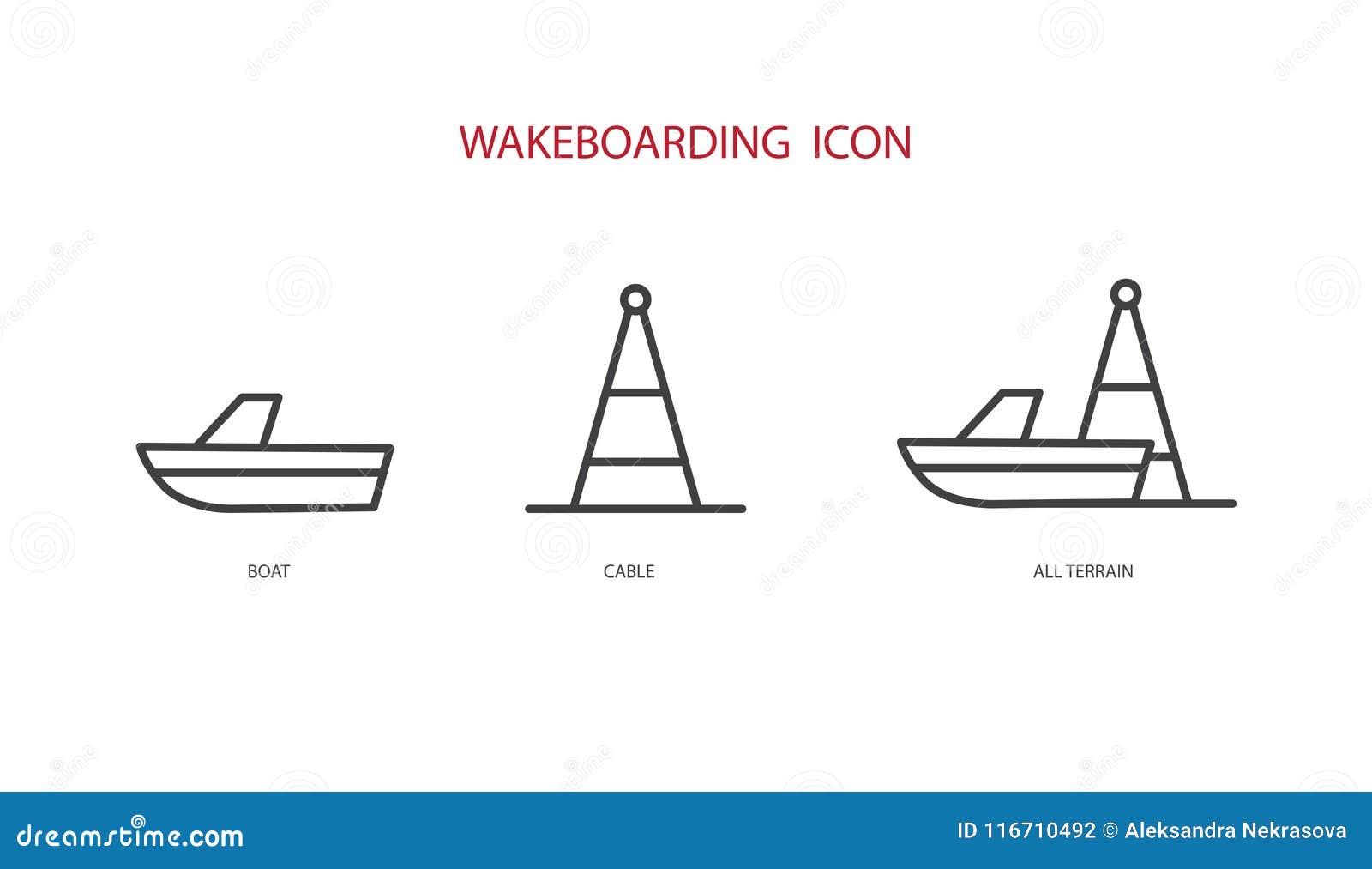 Cable and boat wakeboard stock vector. Illustration of season - 116710492
