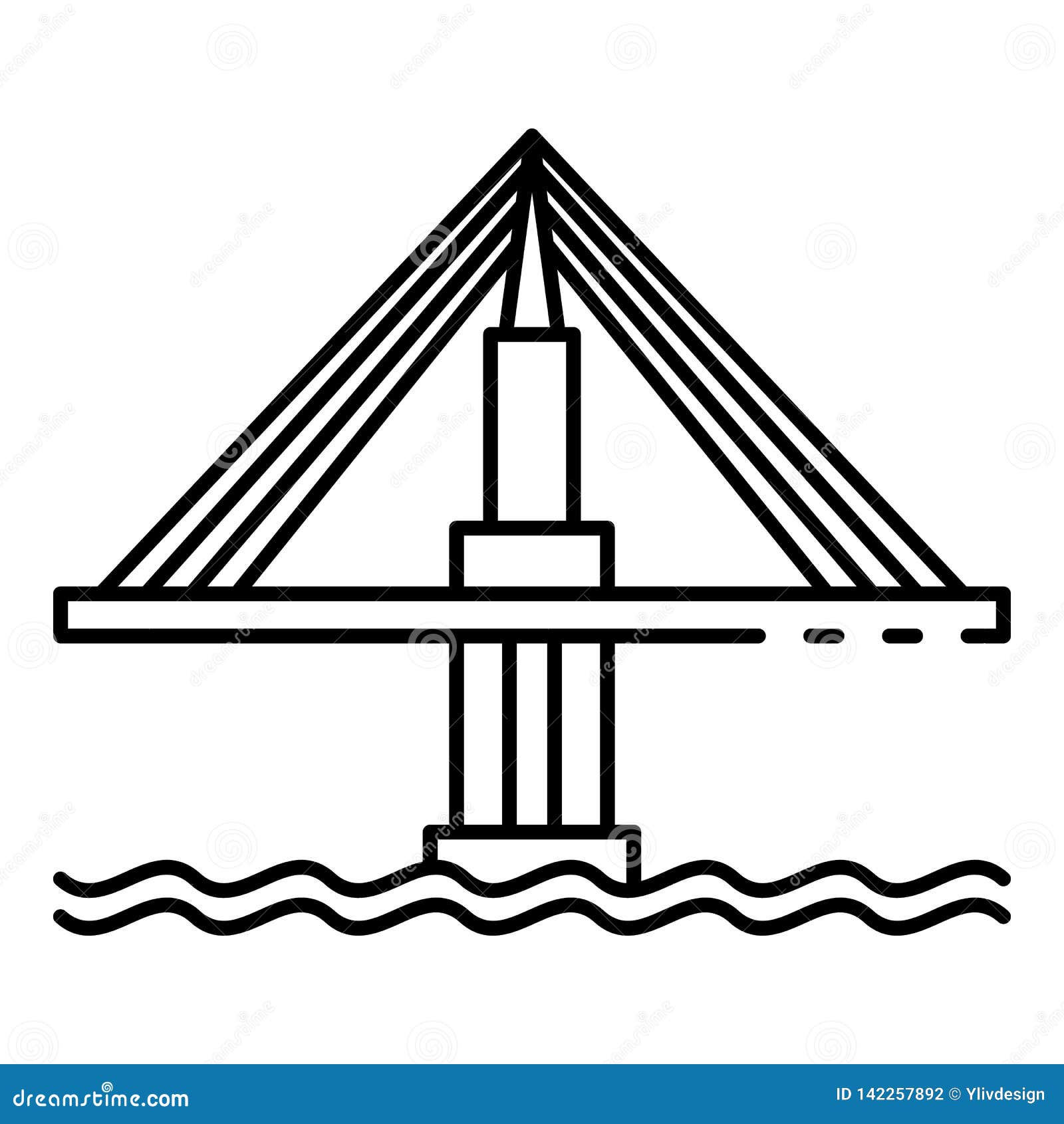 Cable Bridge Icon, Outline Style Stock Vector - Illustration of chain ...