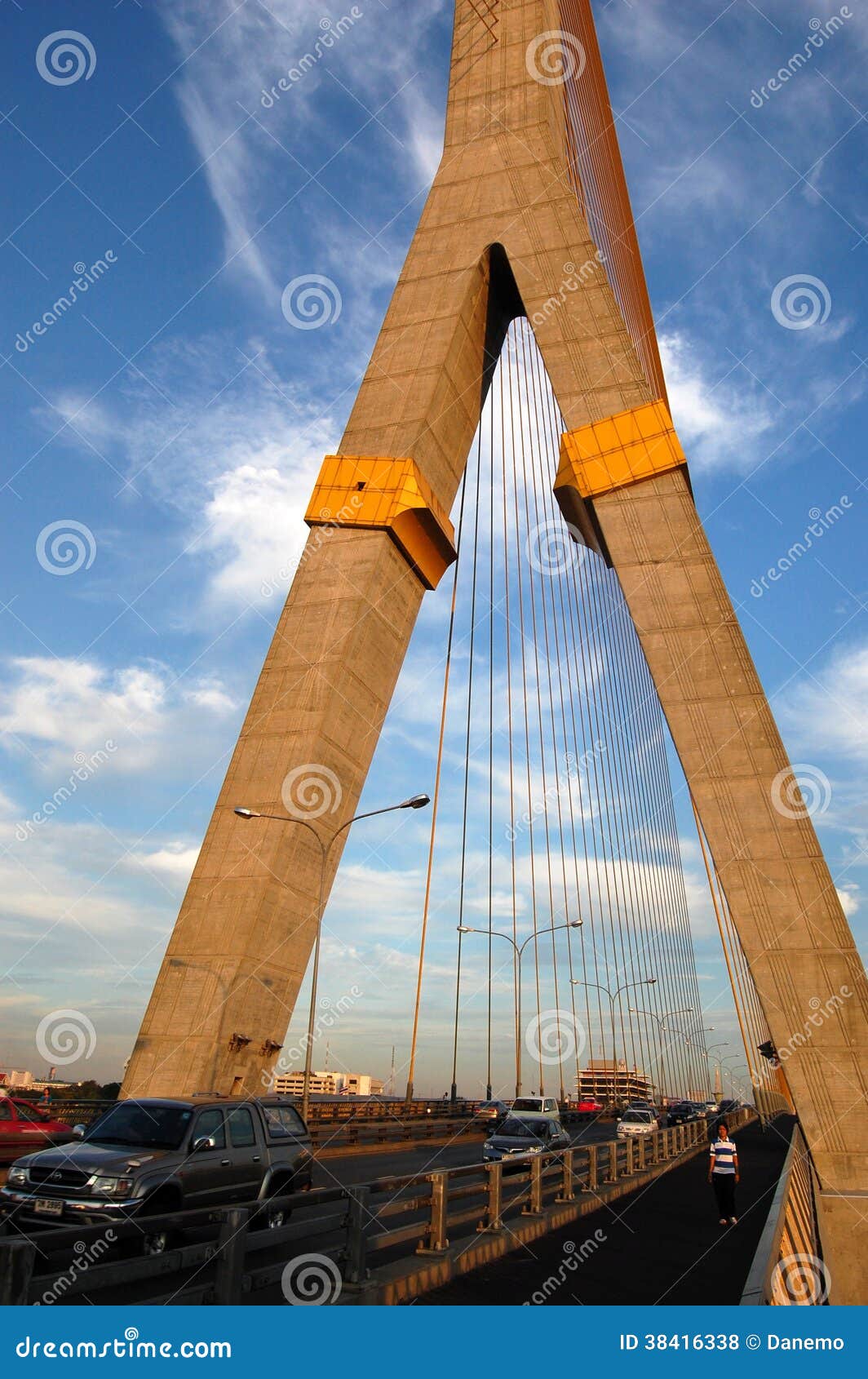 Cable bridge pylon editorial stock photo. Image of cable - 38416338