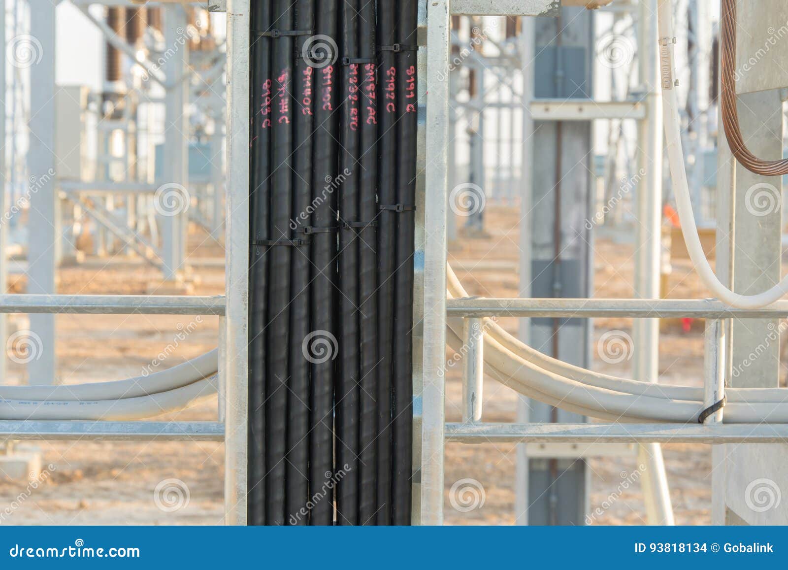 Cable Bunch At Substation. Electrical Wires. Royalty-Free Stock ...