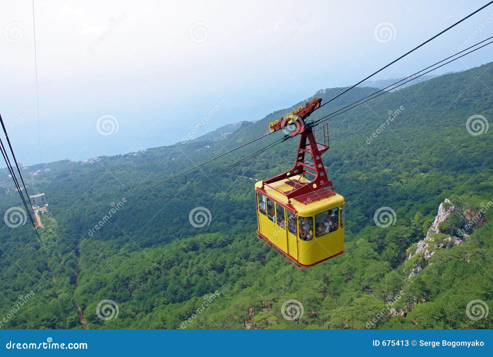 Cable car above a wood stock image. Image of cable, ukraine - 675413