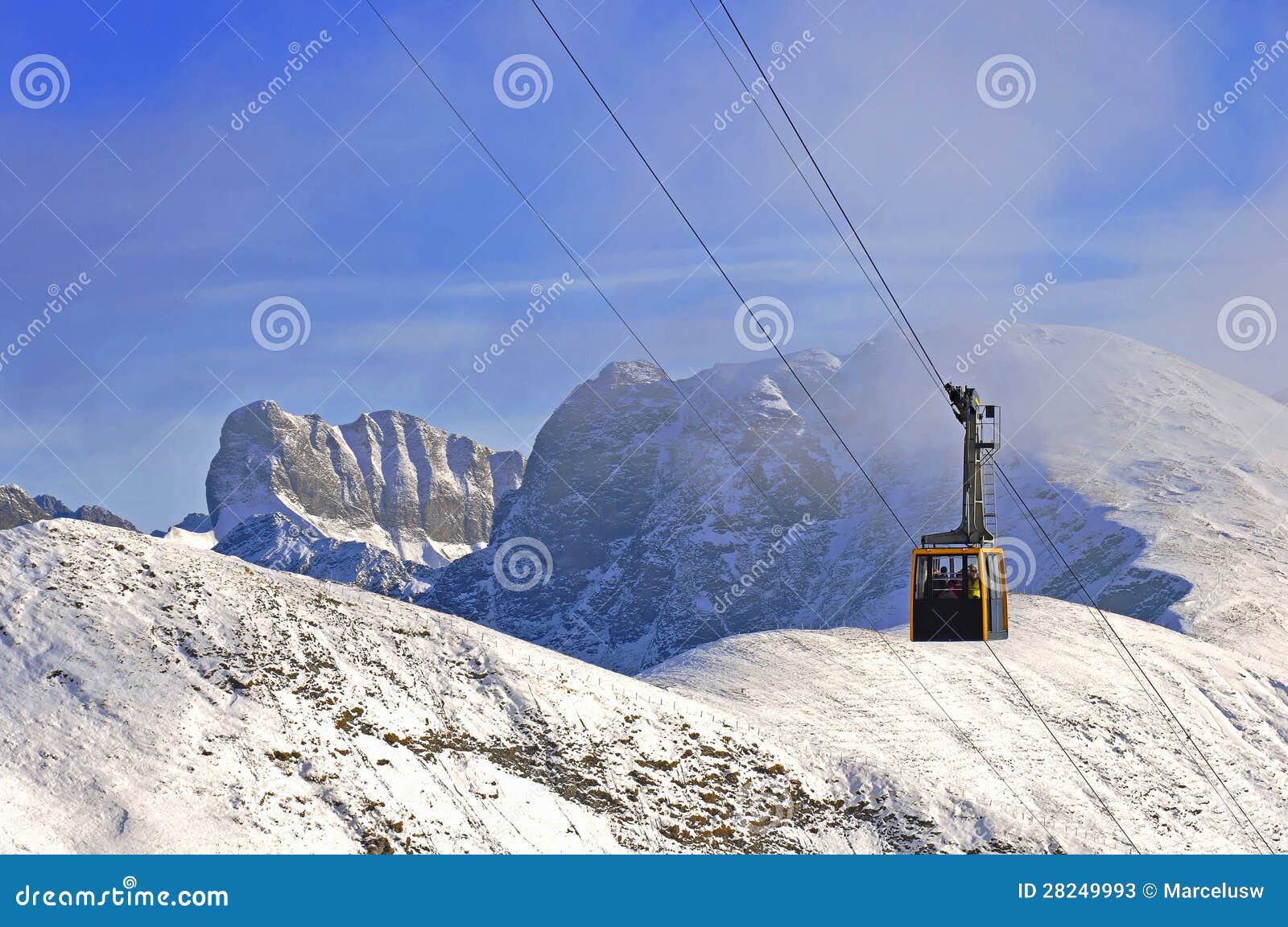 Cable car in the Alps stock image. Image of recreation - 28249993