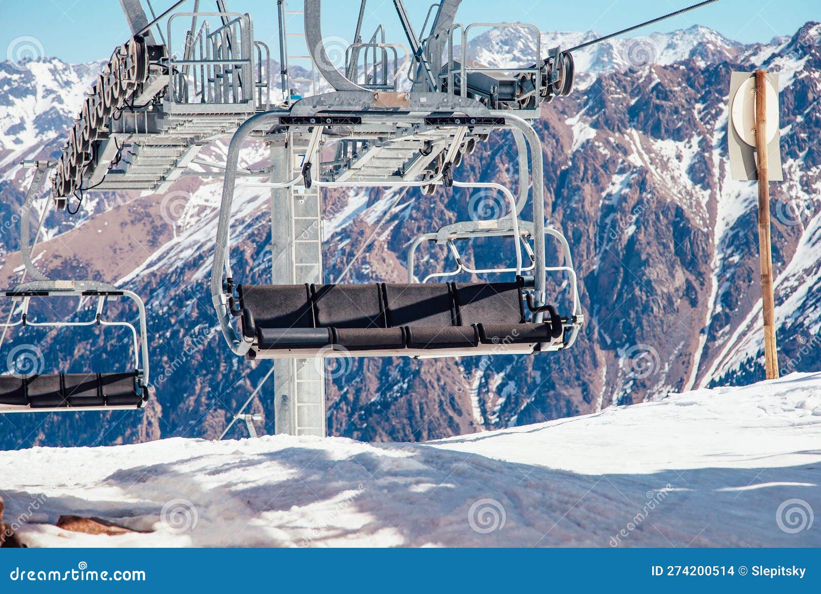 Cable Car in the Beautiful Winter Snow Mountains Stock Photo - Image of ...
