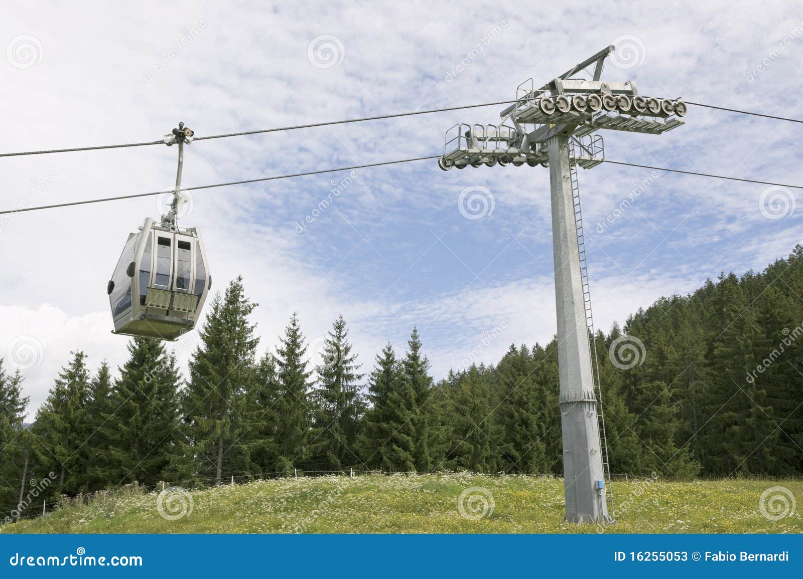 Cable Car on a Cableway in the Alps Stock Image - Image of grass ...
