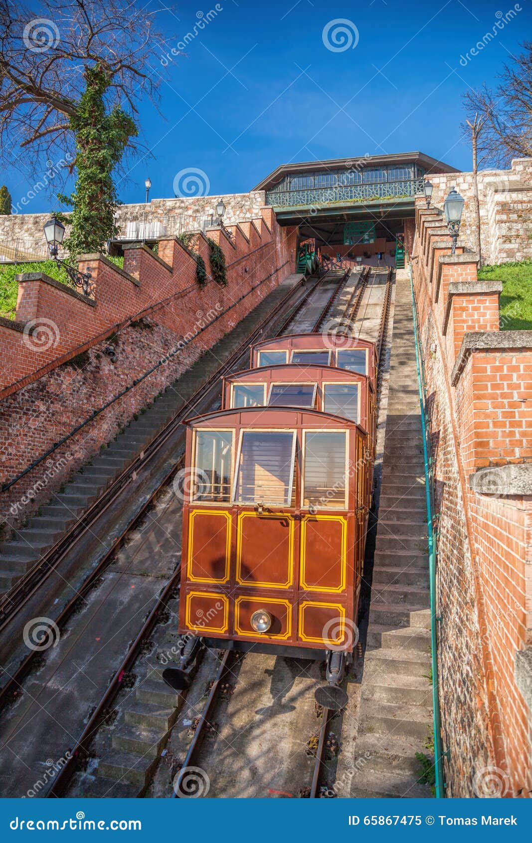 Cable Car on the Castle Hill. Budapest, Hungary Stock Image - Image of ...