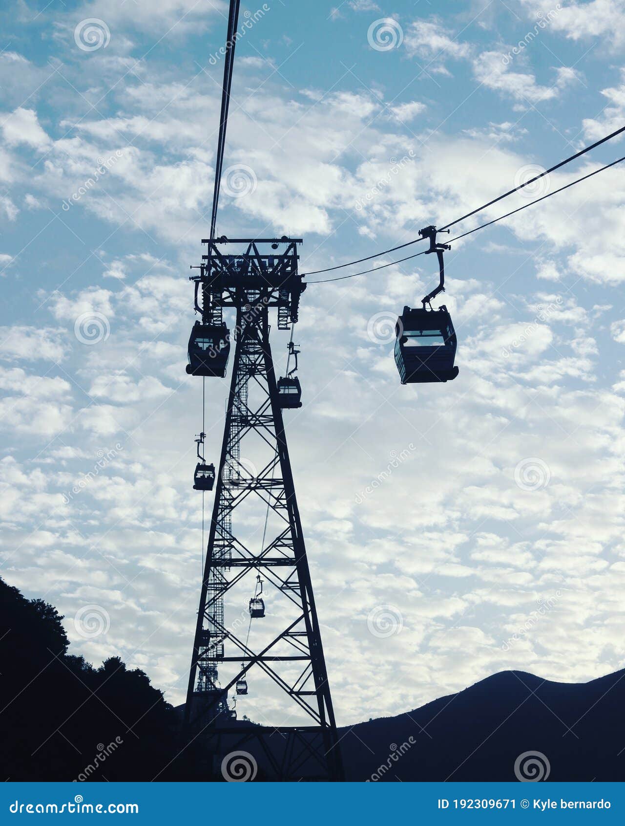 Cable Car with Clouds, Sky and Mountains View Stock Image - Image of ...