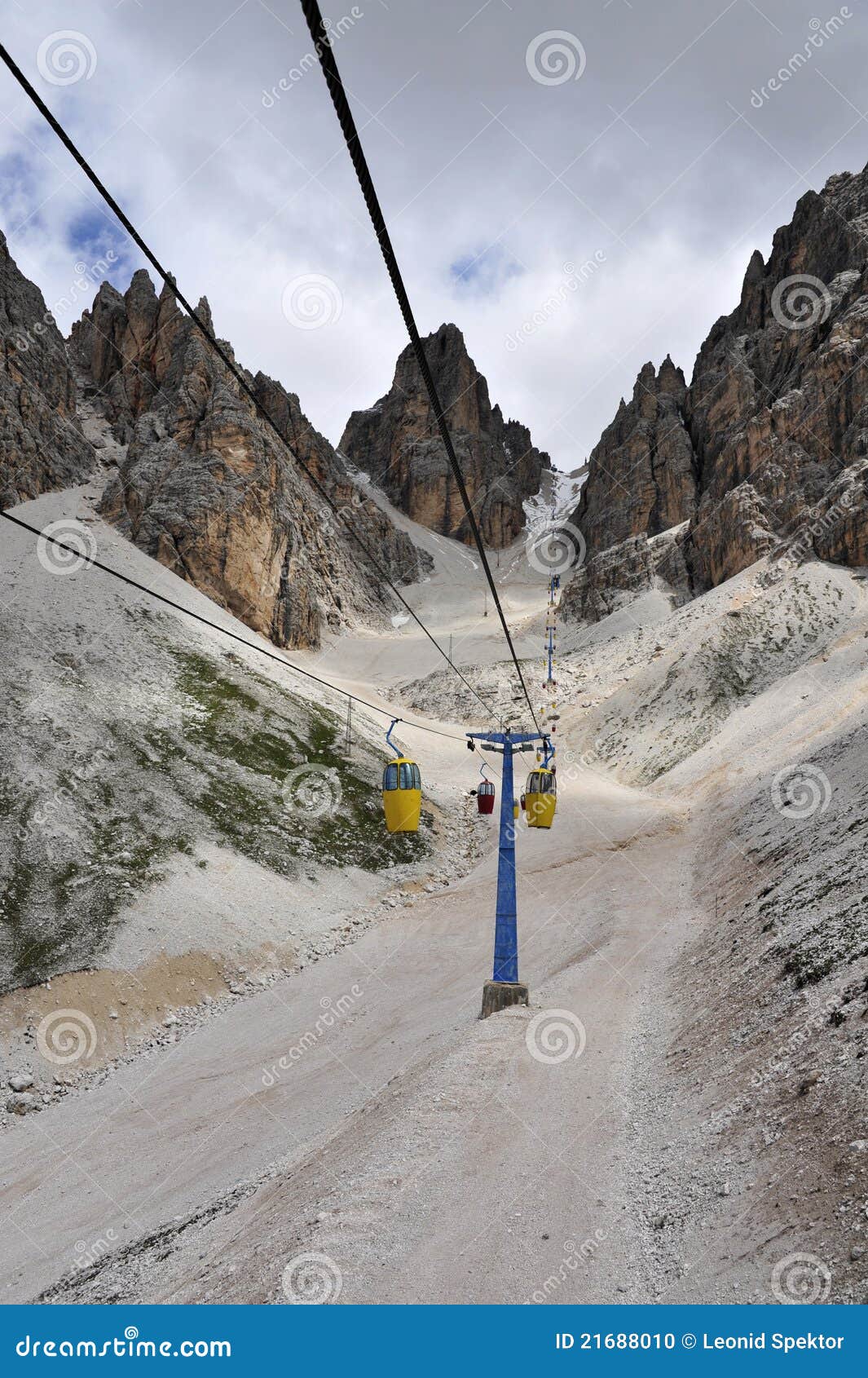 Cable Car in Dolomite Mountains, Italy. Stock Photo - Image of alpine ...